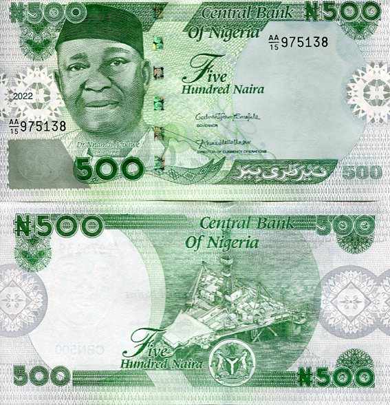Nigeria 500 Naira 2022 r. UNC - Sklep numizmatyczny Dukat