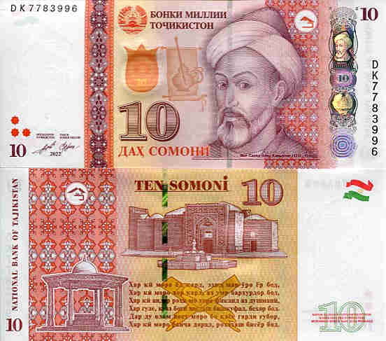 Tadżykistan 10 Somoni 2022 r. UNC - Sklep numizmatyczny Dukat